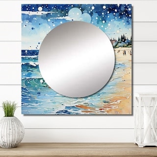 Designart "Beach Photo Sandy Serenade IV" Coastal Beach Sand Wall Mirror - Beach Large Square ...